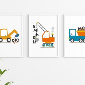Set of 6 Construction Prints for Boy Nursery | Trucks Printable Wall ...