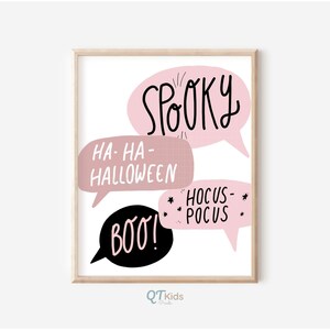 Pink Halloween Print Set of 6, Girl Room Halloween Decor, Ghost Black ...
