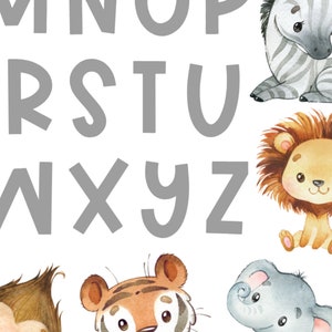 Safari Animal Alphabet Print, Safari Printable Wall Art, Gender Neutral ...