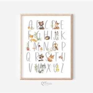 Woodland Alphabet Numbers Prints, Woodland Nursery Decor, Kids Playroom ...