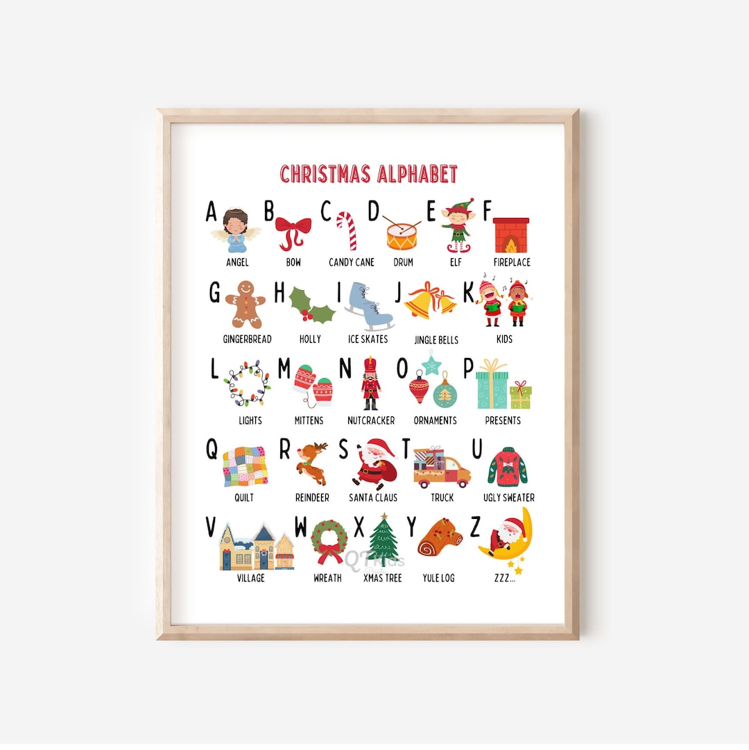 Christmas Alphabet ABC Print, Kids Room Xmas Decor, Christmas Poster ...