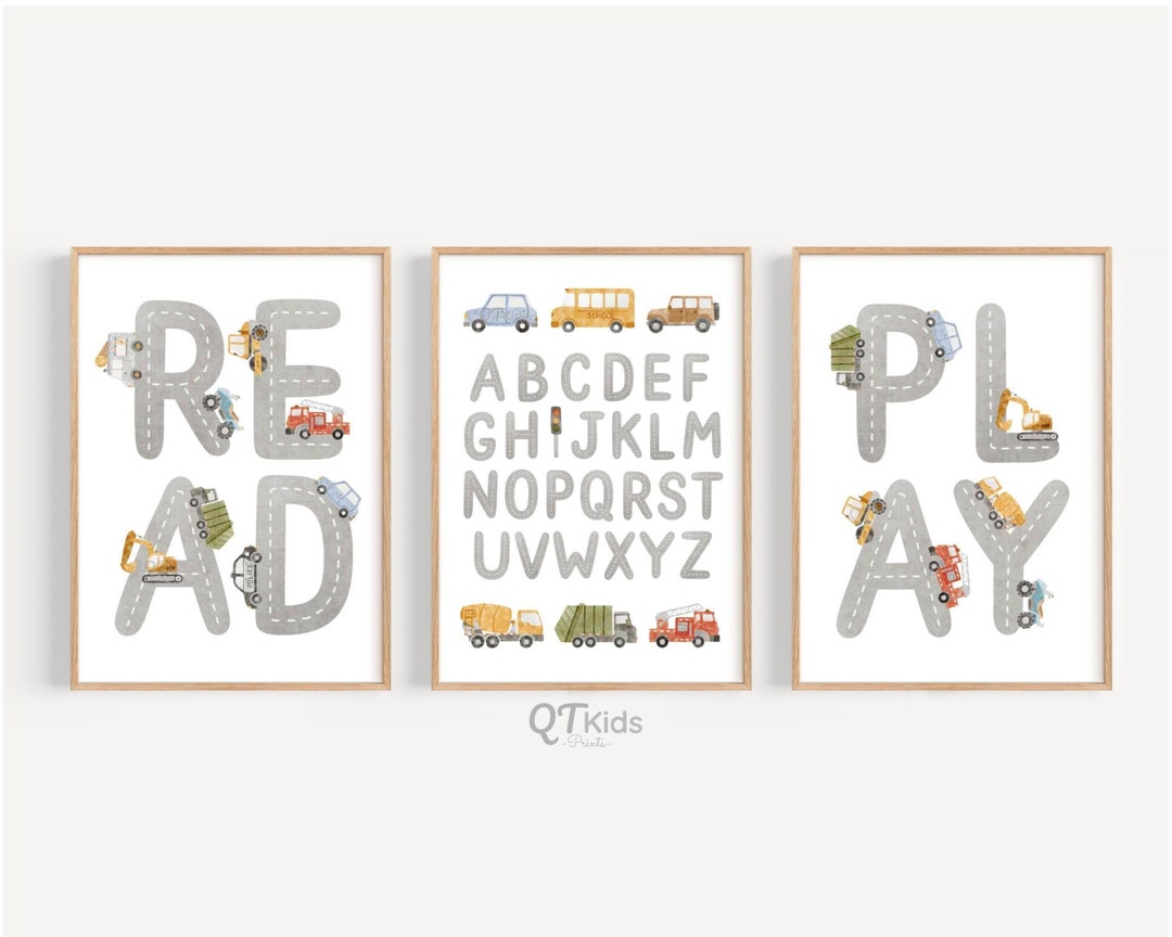 Transport ABC Prints, Trucks Cars Vehicles Printable Wall Art, Boy ...