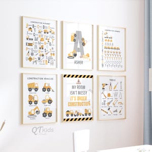 Construction Nursery Prints, Personalized Toddler Boy Playroom, Tools ...