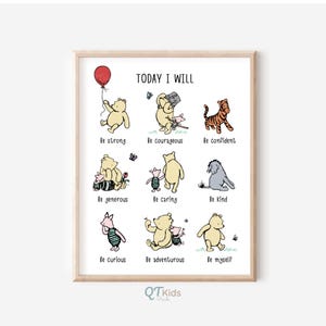 Winnie the Pooh Prints, Classic Winnie the Pooh Kids Affirmation Wall ...