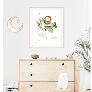 Lion Flying Airplane Print, Boy Nursery Room Print, Safari Animals ...