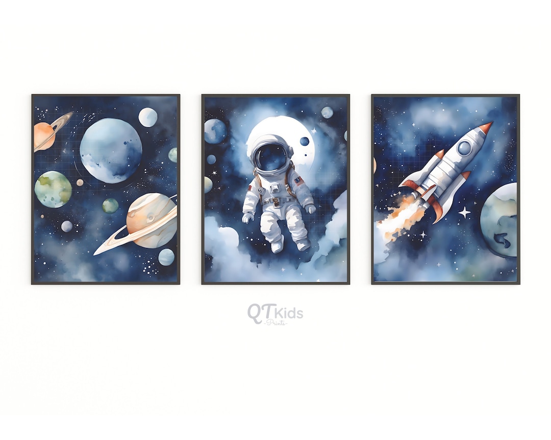 Space Kids Room Prints, Astronaut Planets Printable Wall Art, Outer ...