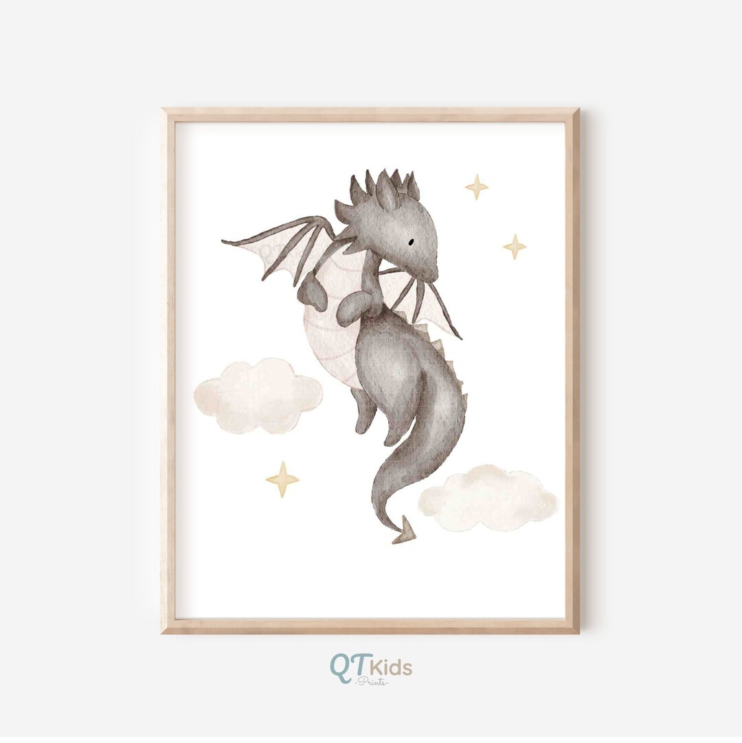 Dragon Nursery Print, Boy Room Printable Wall Art, Kids Playroom Dragon ...
