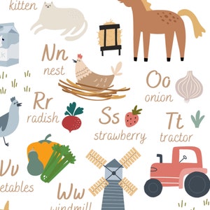 Farm Alphabet Print, Farm Nursery Wall Art, Farm Kids Room Wall Decor ...