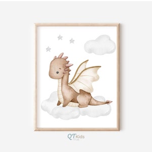 Personalized Dragon Nursery Prints, Custom Boy Name Wall Art, Dragon ...