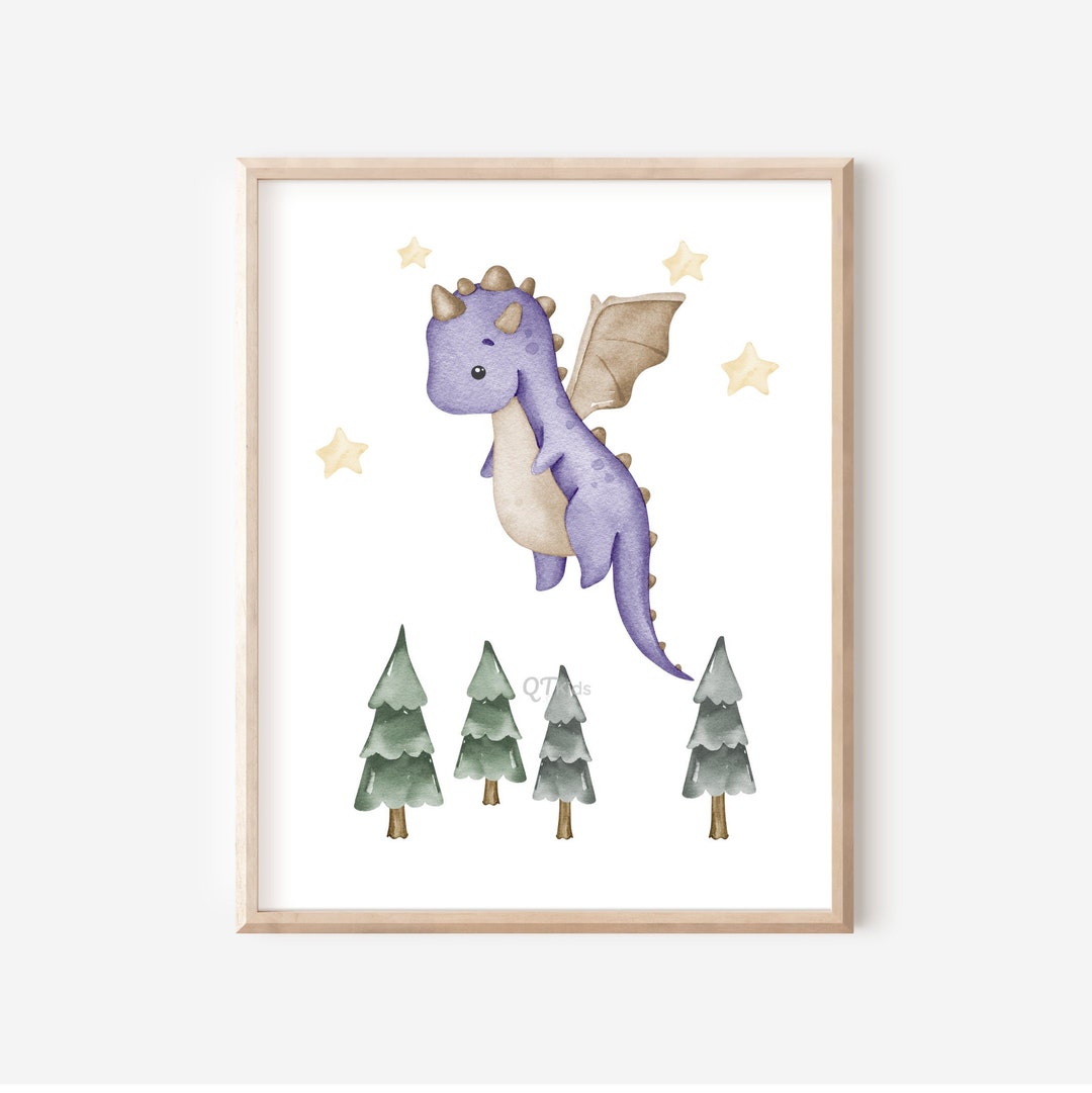 Baby Dragon Nursery Print, Boy Room Printable Wall Art, Playroom Wall ...