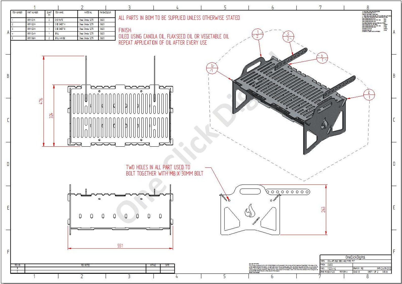 Collapsible BBQ & Fire Pit (digital Dxfs, 3D File and Engineering ...