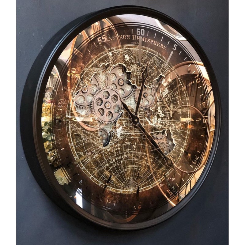 World Map Wall Clock - Etsy