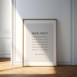 Matthew 6:33 Seek First the Kingdom of God, Bible Verse Wall Art ...
