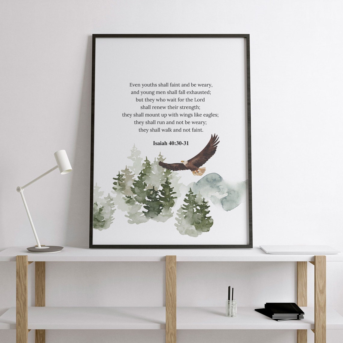 Isaiah 40:30-31 ESV Mount up With Wings Like Eagles, Christian Wall Art, Bible Verse Wall Art ...