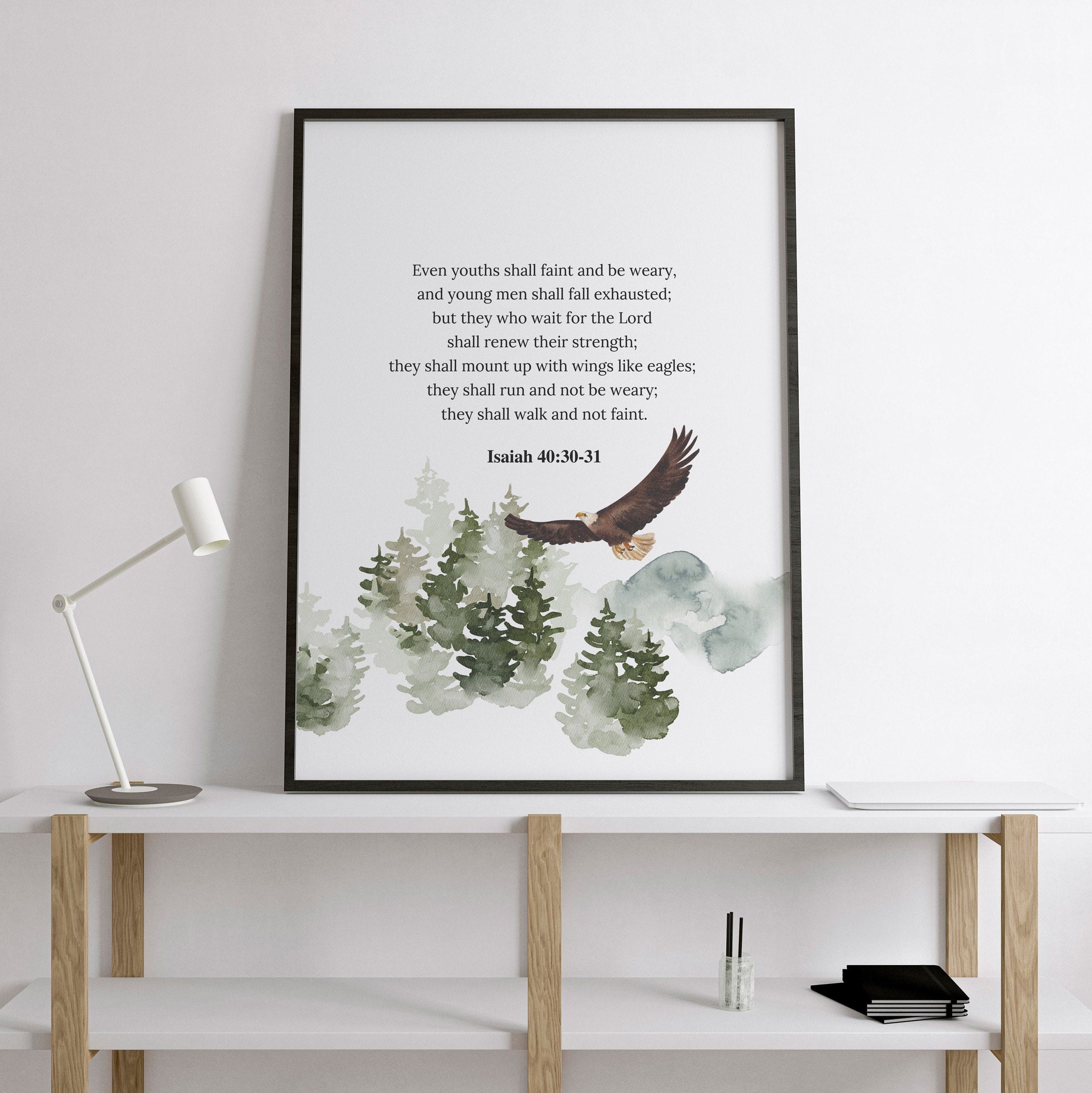 Isaiah 40:30-31 ESV Mount up With Wings Like Eagles, Christian Wall Art ...