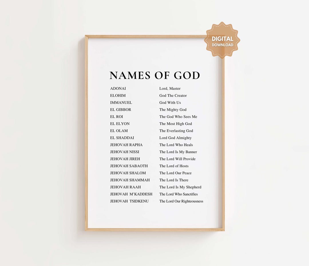 Names of God Wall Art Print, Christian Wall Art, El Roi, El Shaddai ...