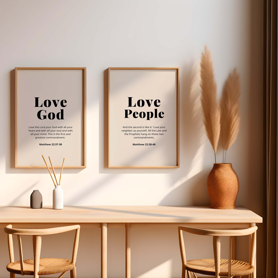 Matthew 22:36-40 NKJV Love God Love People, Bible Verse Wall Art ...