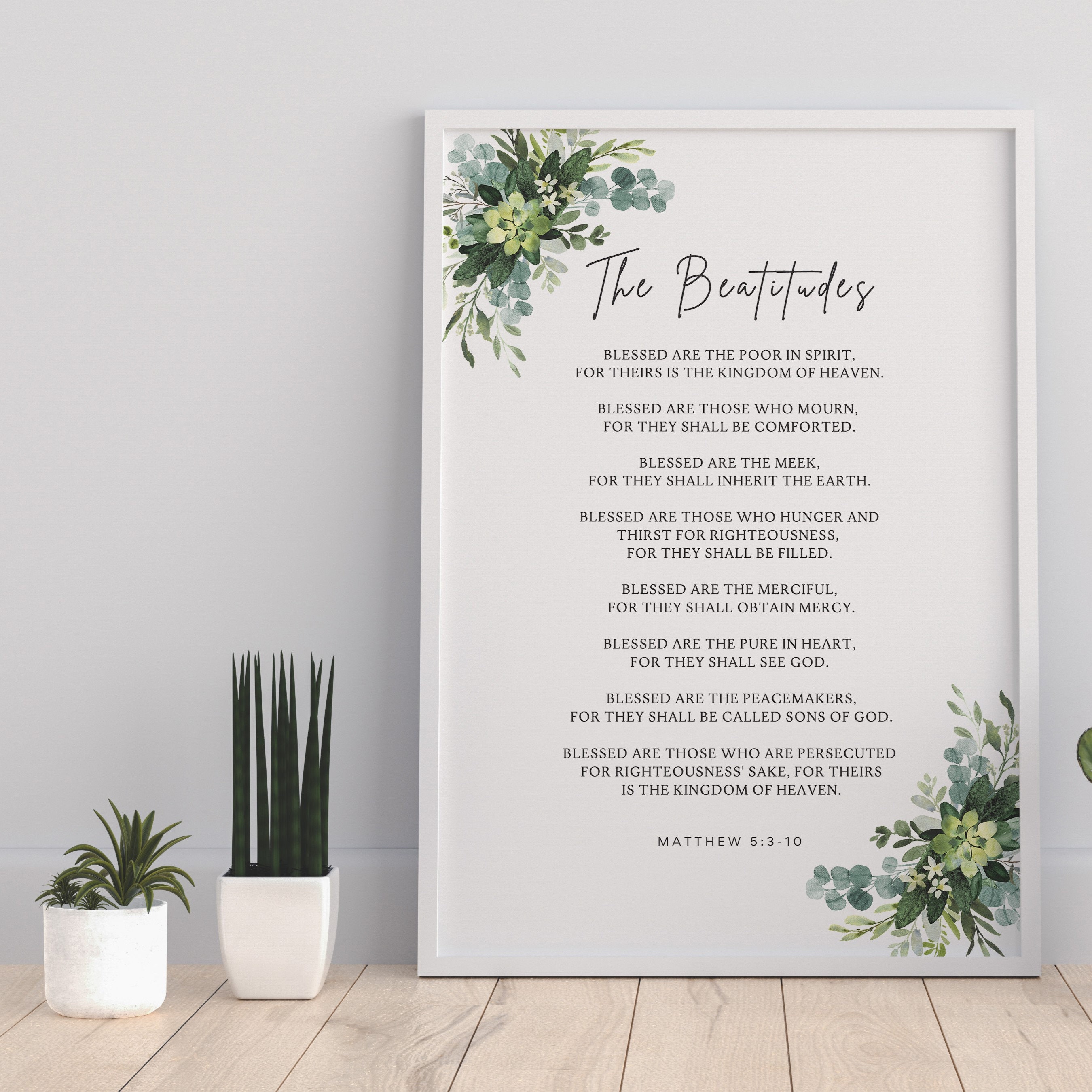 The Beatitudes Matthew 5:3-10 NKJV, Christian Home Décor, Bible Verse ...