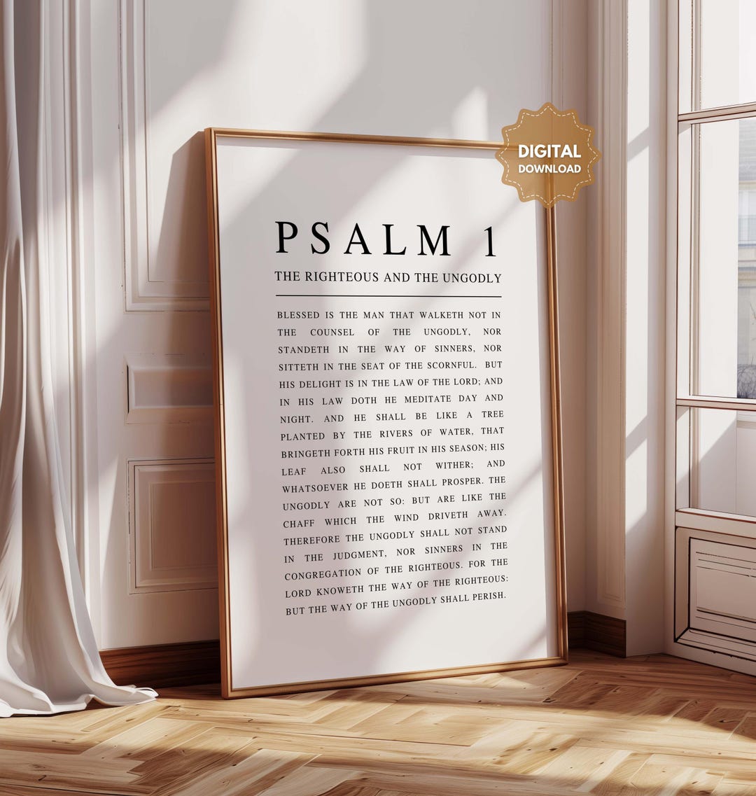 Psalm 1 KJV Wall Art Print, Blessed is the Man, Bible Verse Printable ...