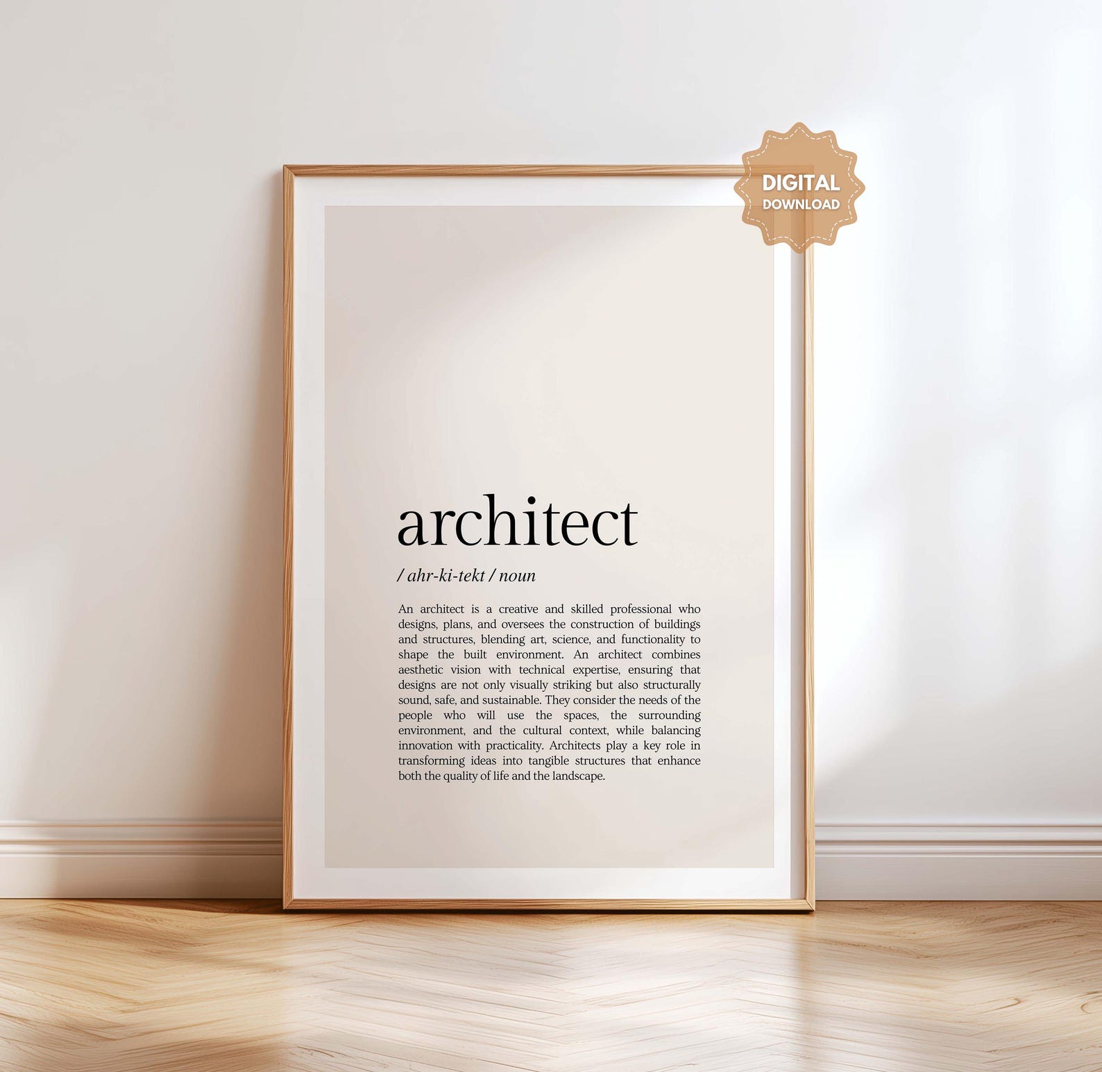Architect Definition Print, Architect Digital Poster for Walls, Gift ...