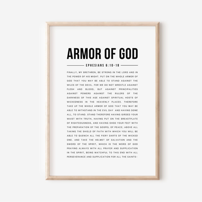 Armor of God Printable, Ephesians 6:10-18 NKJV Armor of God Wall Art ...
