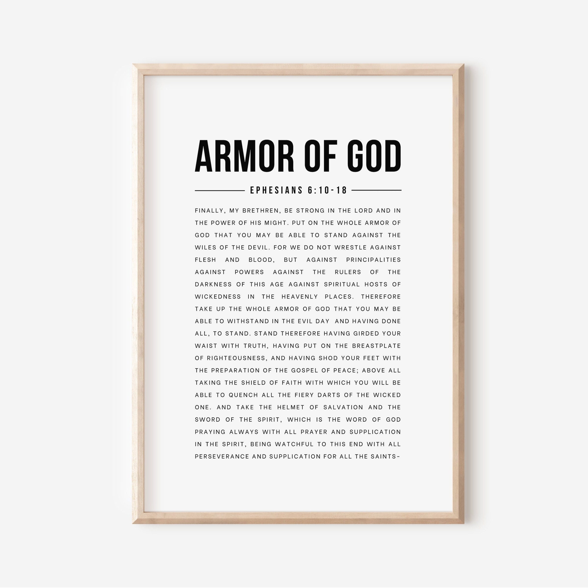 Armor of God Printable, Ephesians 6:10-18 NKJV Armor of God Wall Art ...