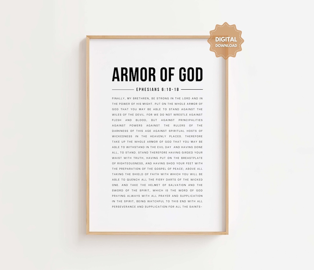 Armor of God Printable, Ephesians 6:10-18 NKJV Armor of God Wall Art ...