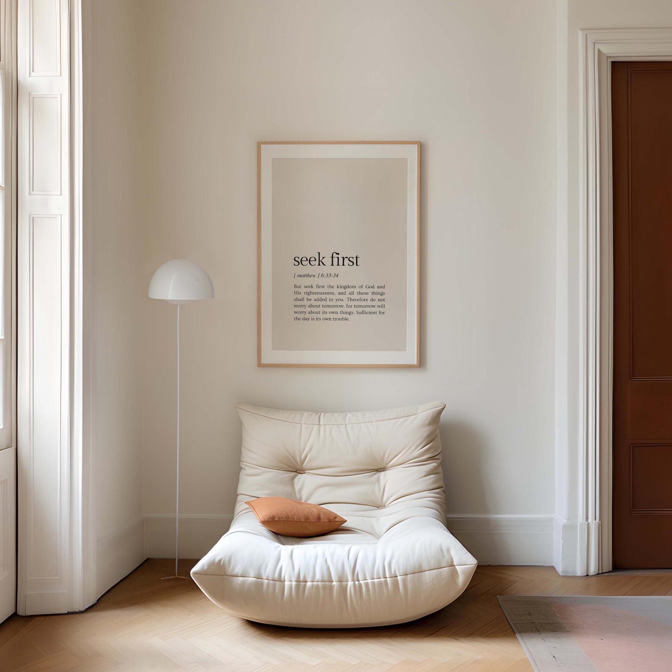 Matthew 6:33-34 Seek First the Kingdom of God, Bible Verse Wall Art ...