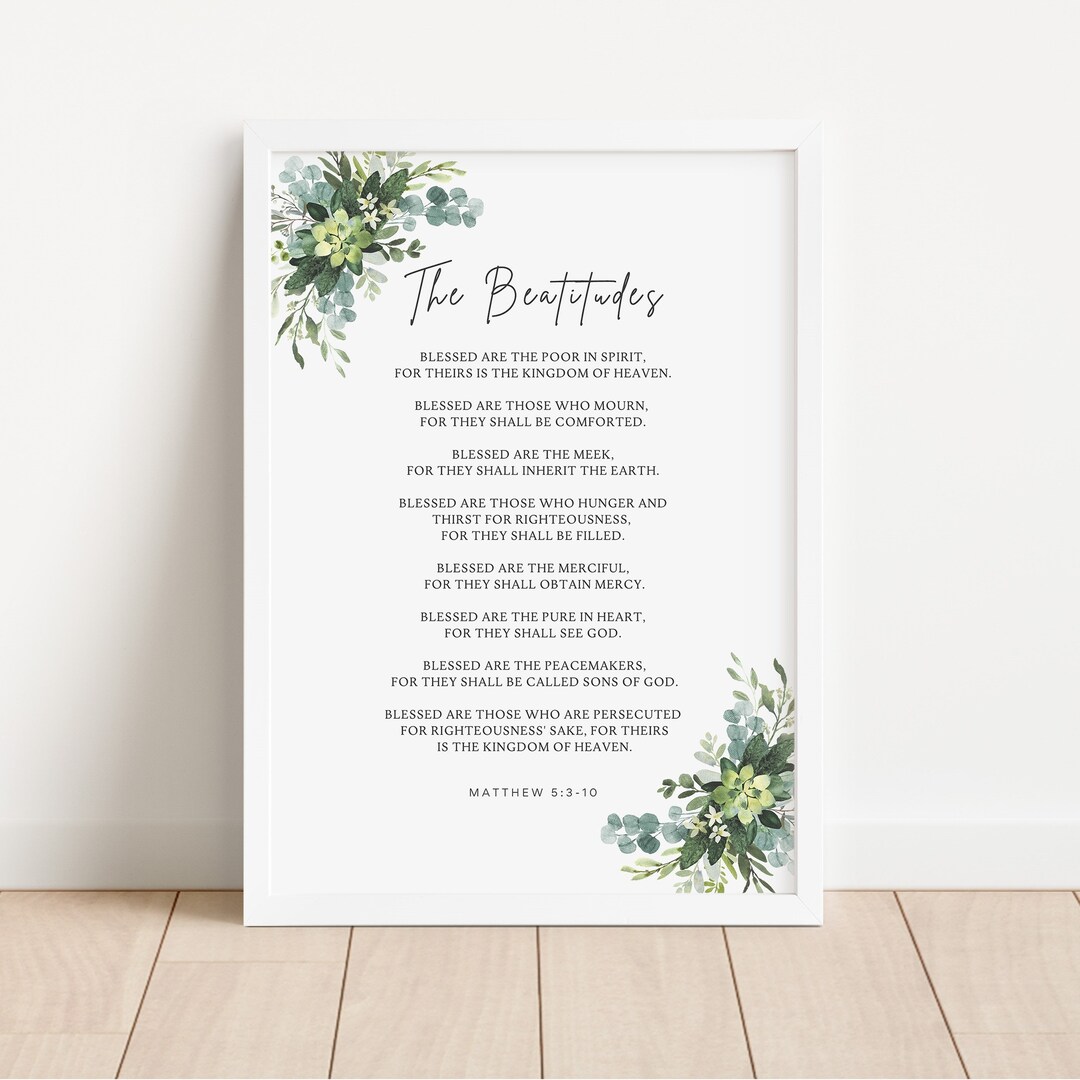 The Beatitudes Matthew 5:3-10 NKJV Christian Home Décor - Etsy
