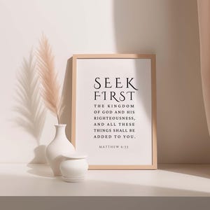Matthew 6:33 Seek First the Kingdom of God, Bible Verse Wall Art ...
