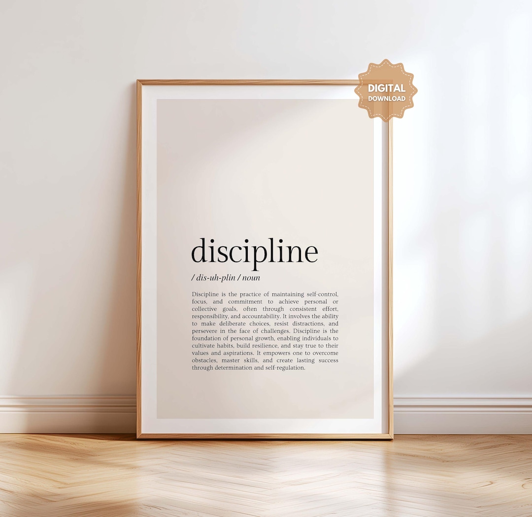 Discipline Definition Print, Discipline Wall Art, Motivational Quote ...