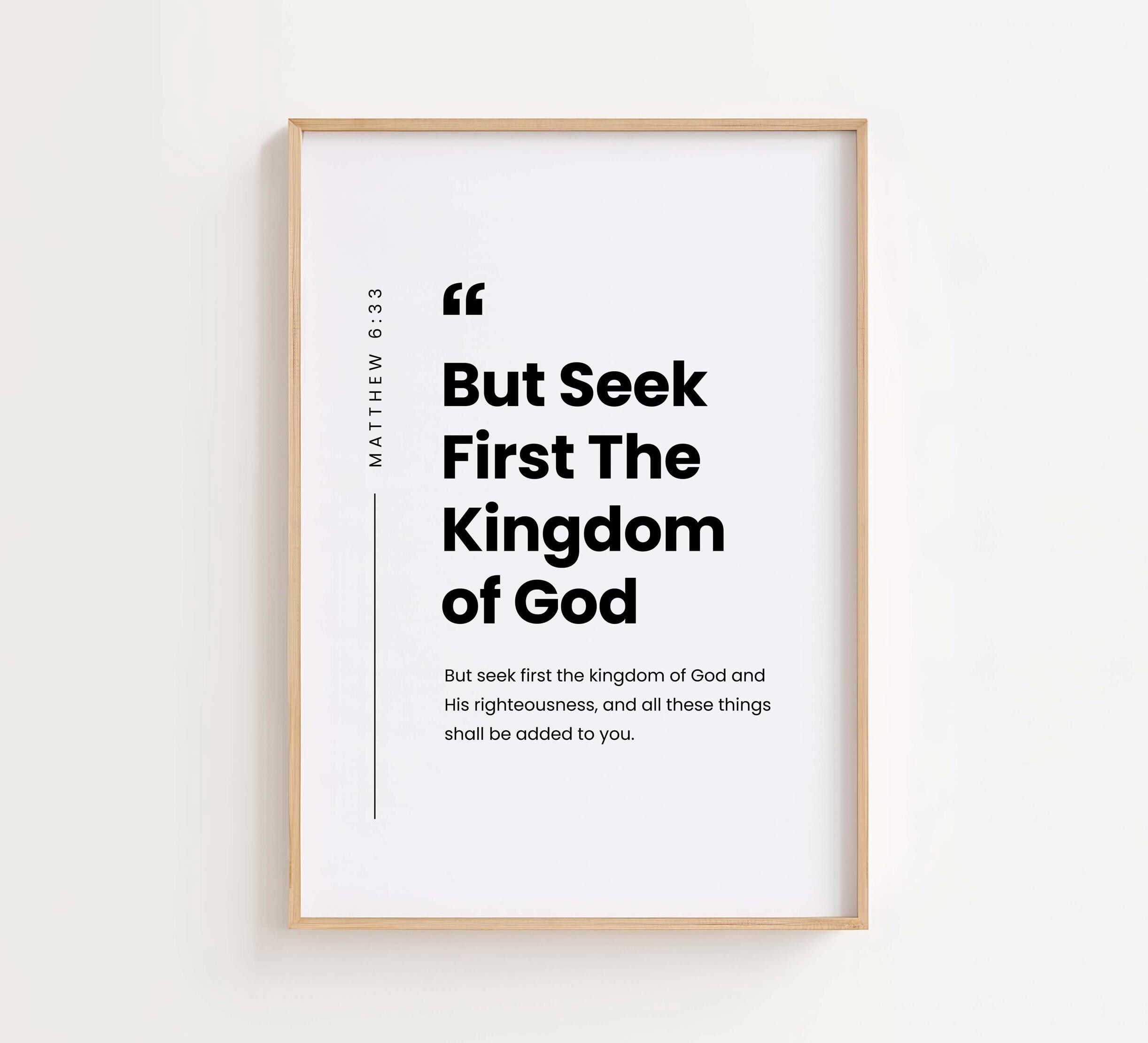 Matthew 6:33-34 Seek First the Kingdom of God, Set of 2 Bible Verse ...