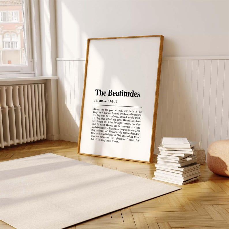 The Beatitudes Matthew 5:3-10 NKJV, Christian Home Décor, Bible Verse ...
