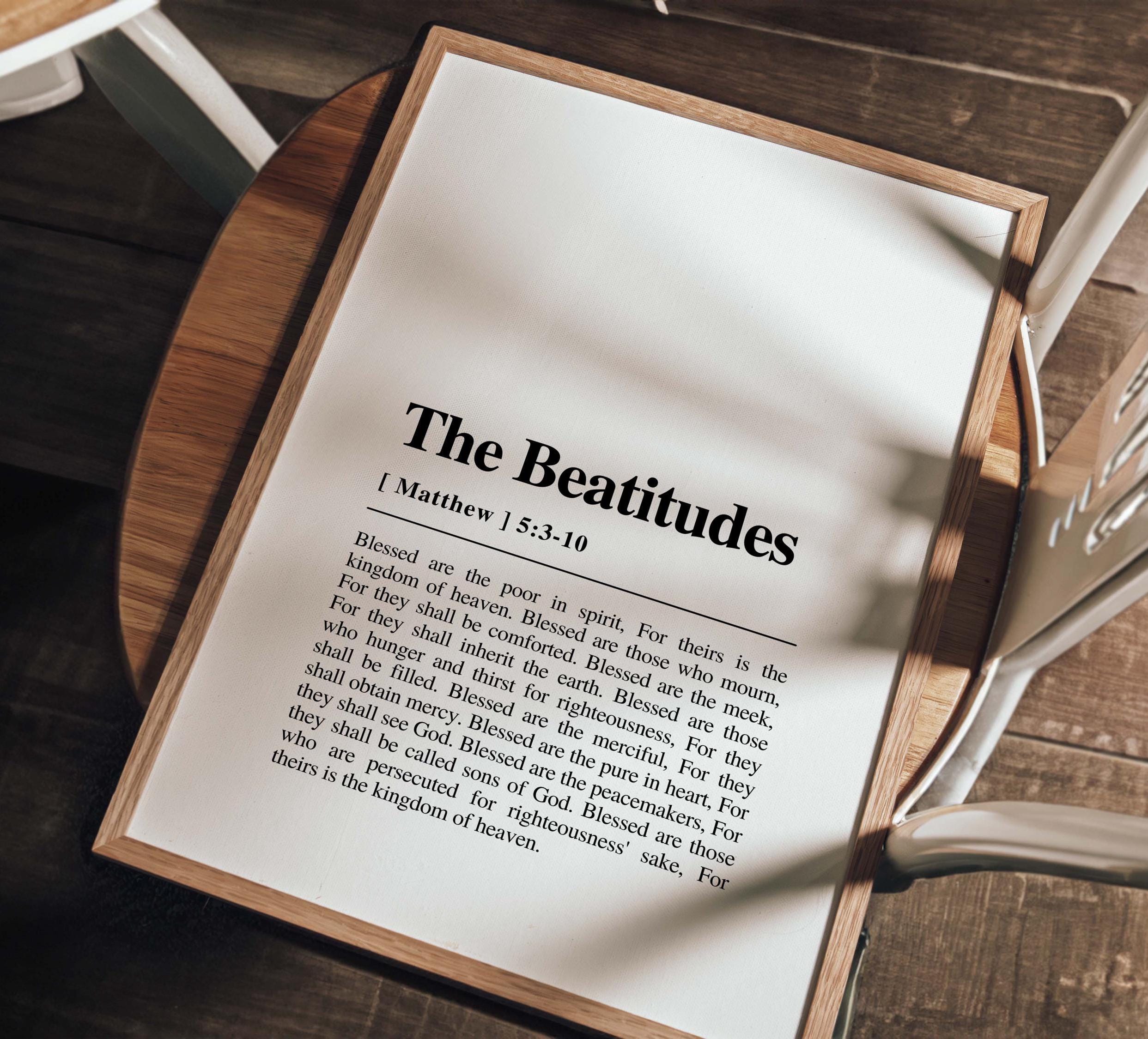 The Beatitudes Matthew 5:3-10 NKJV, Christian Home Décor, Bible Verse ...