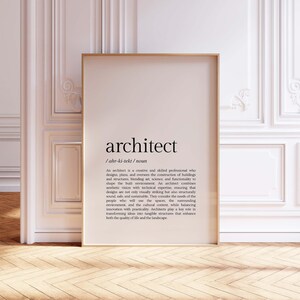 Architect Definition Print, Architect Digital Poster for Walls, Gift ...