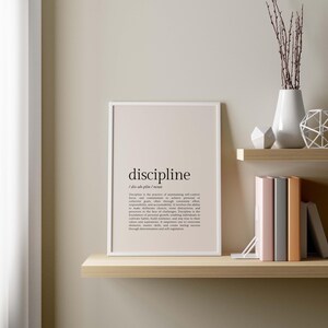 Discipline Definition Print, Discipline Wall Art, Motivational Quote ...