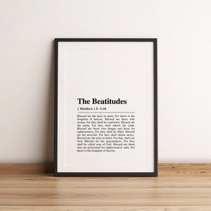 The Beatitudes Matthew 5:3-10 NKJV, Christian Home Décor, Bible Verse ...