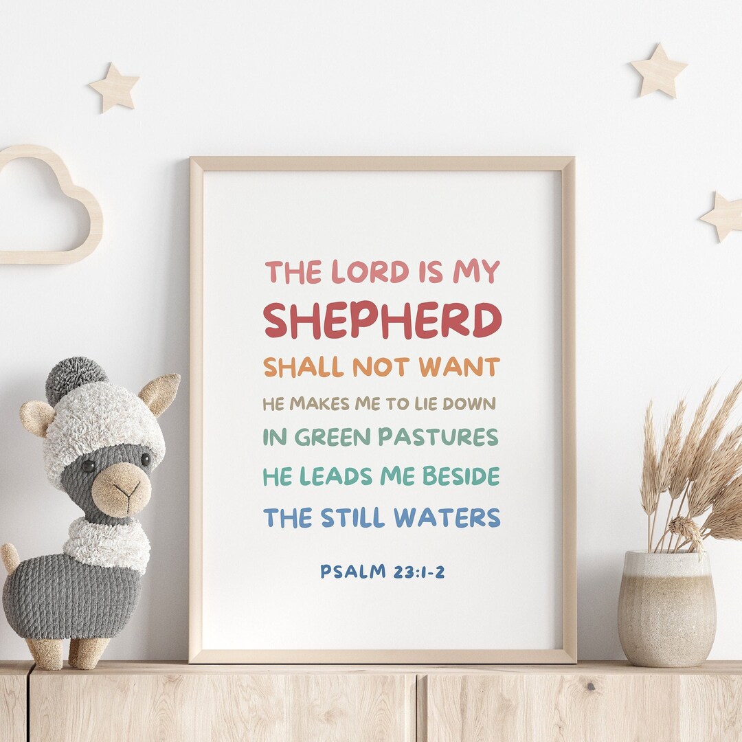 Psalm 23 NKJV the Lord is My Shepherd, Sunday School Wall Art, Nursery ...