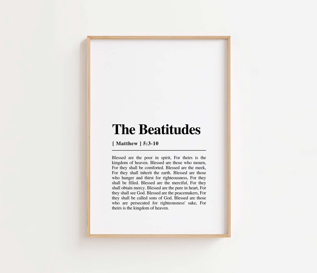 The Beatitudes Matthew 5:3-10 NKJV, Christian Home Décor, Bible Verse ...