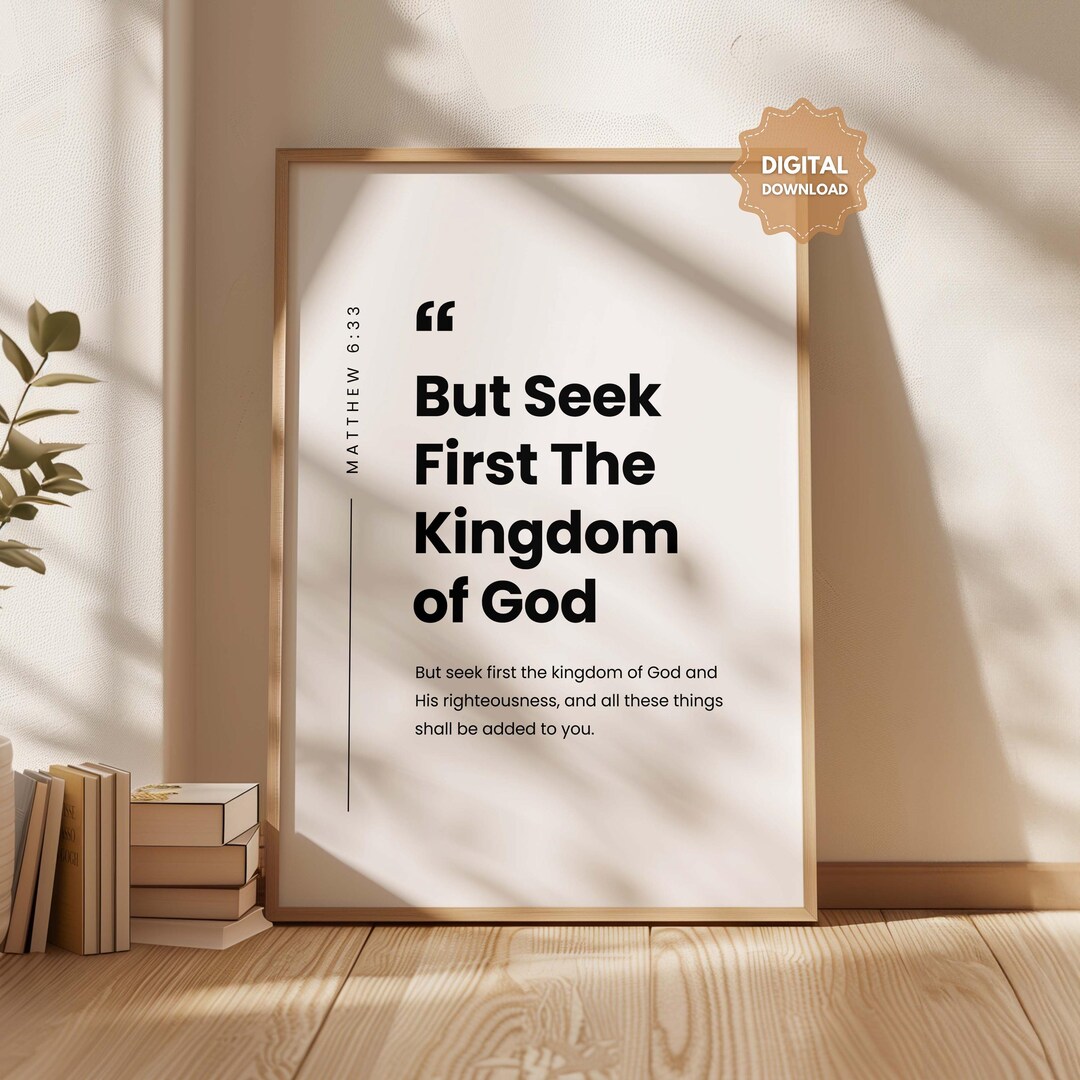 Matthew 6:33 Seek First the Kingdom of God, Bible Verse Wall Art ...