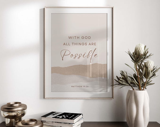 Matthew 19:26, With God All Things Are Possible, Barn Swallow Original Watercolor, Calligraphy ...