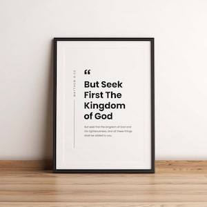 Matthew 6:33 Seek First the Kingdom of God, Bible Verse Wall Art ...