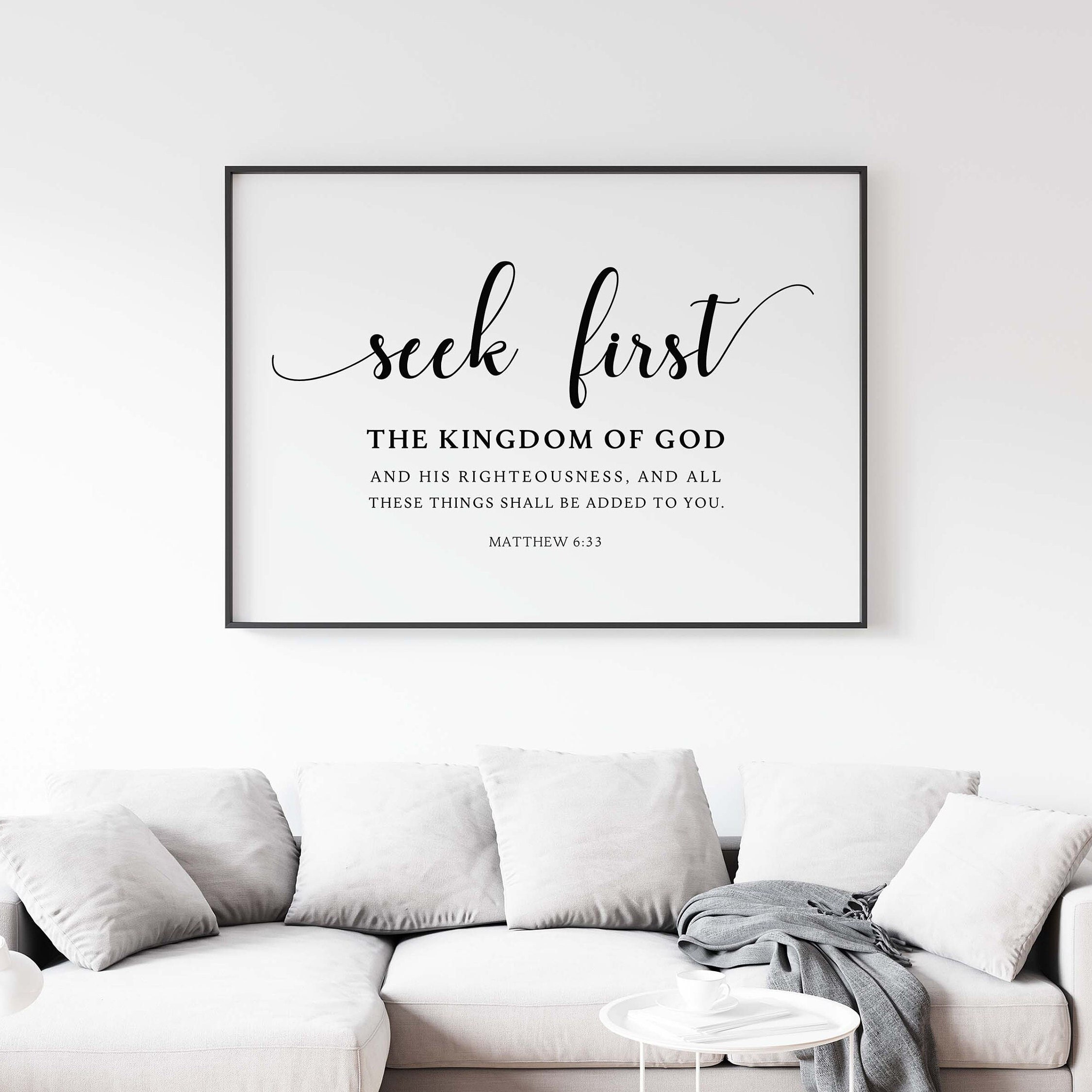 Matthew 6:33 Seek First the Kingdom of God, Bible Verse Wall Art ...