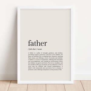Father Definition Print, Father Wall Decor, Fathers Day Gift, Gifts for ...