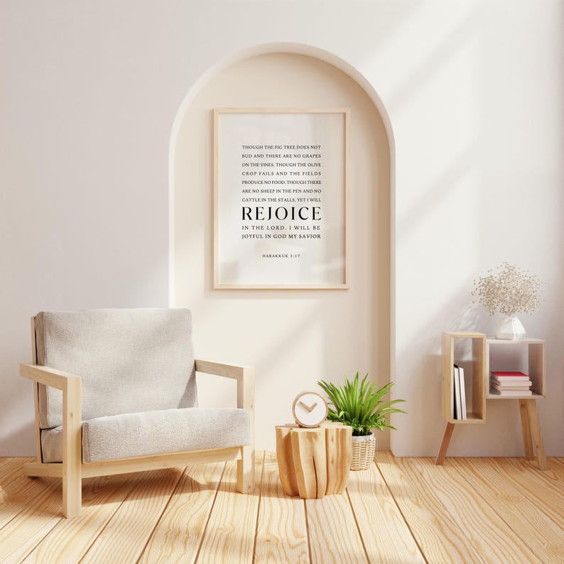 Habakkuk 3:17-19 NIV Bible Verse Wall Art, yet I Will Rejoice in the ...