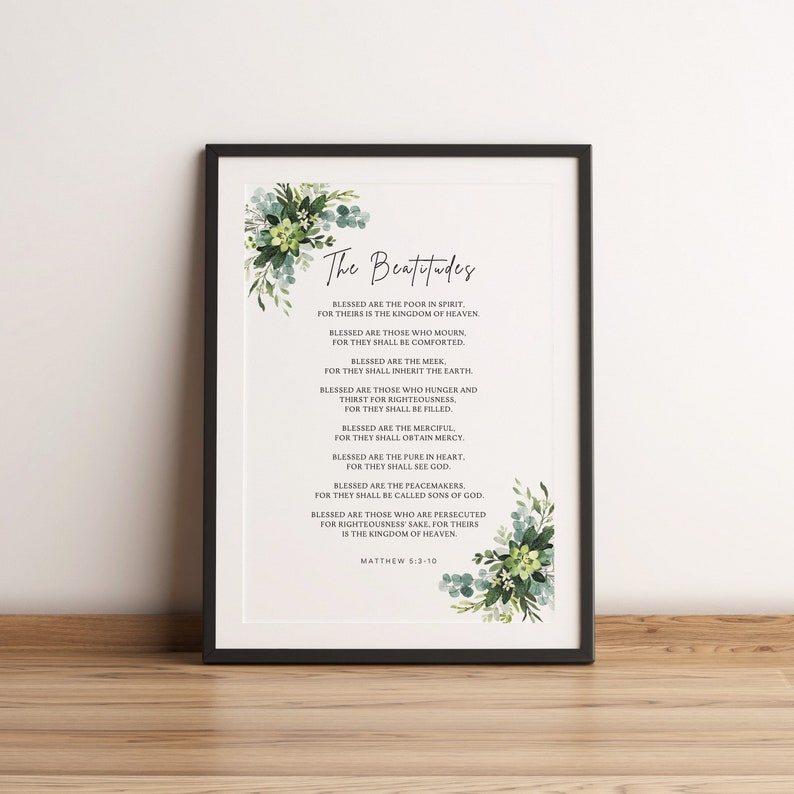 The Beatitudes Matthew 5:3-10 NKJV Christian Home Décor - Etsy