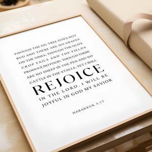 Habakkuk 3:17-19 NIV Bible Verse Wall Art, yet I Will Rejoice in the ...