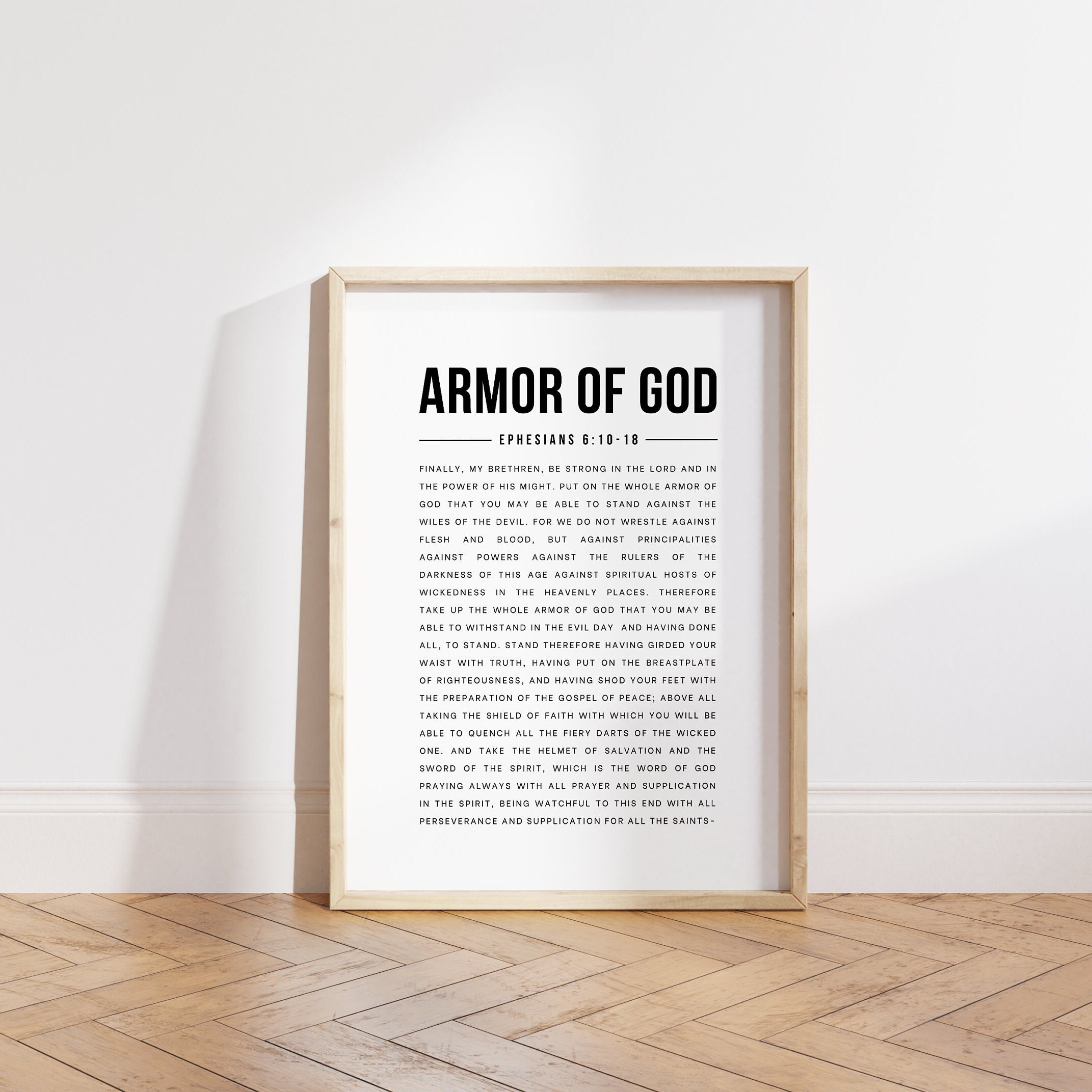 Armor of God Printable, Ephesians 6:10-18 NKJV Armor of God Wall Art ...
