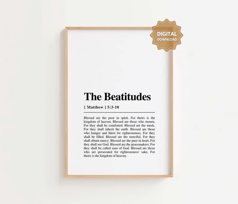The Beatitudes Matthew 5:3-10 NKJV, Christian Home Décor, Bible Verse ...