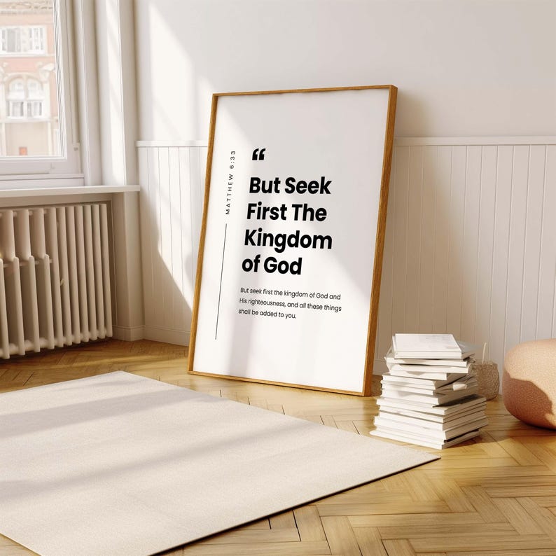 Matthew 6:33 Seek First the Kingdom of God, Bible Verse Wall Art ...